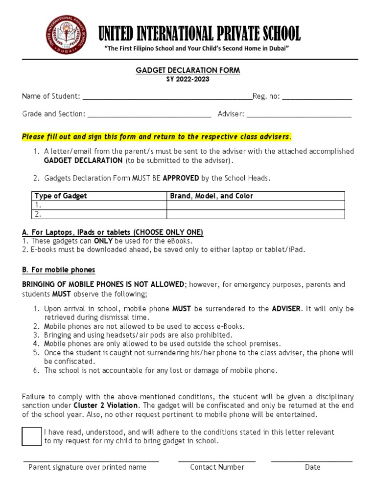 Gadget Declaration Form | PDF