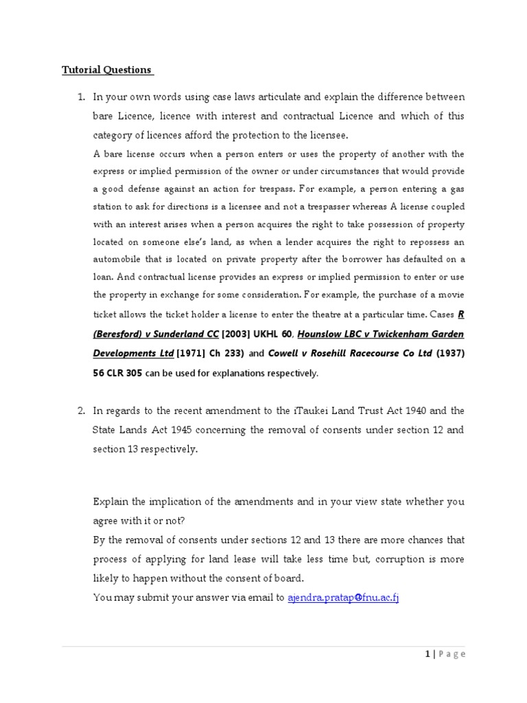 Licence Tutorials | PDF