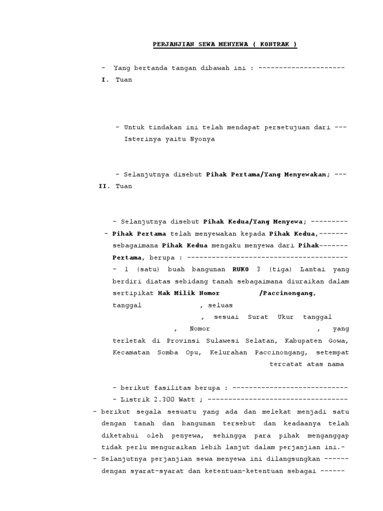 Kontrak Bawah Tangan | PDF