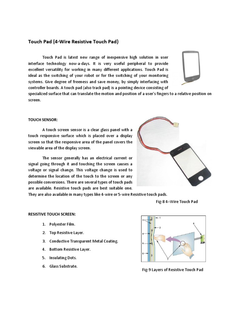 Touchpad 4-Wire Manual | Touchscreen | Resistor