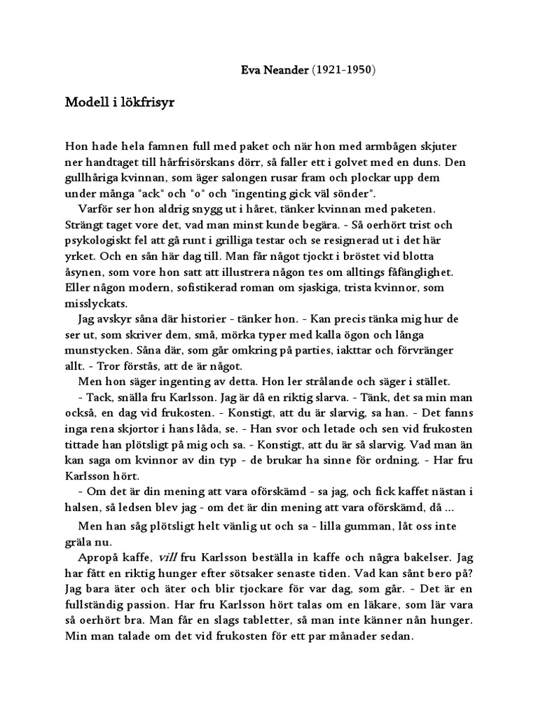 Eva Neander, Modell I Lökfrisyr | PDF