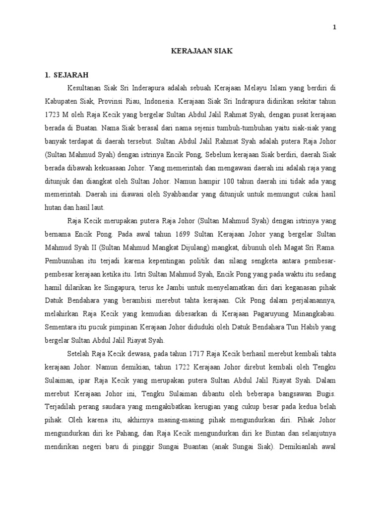 Kerajaan Siak | PDF