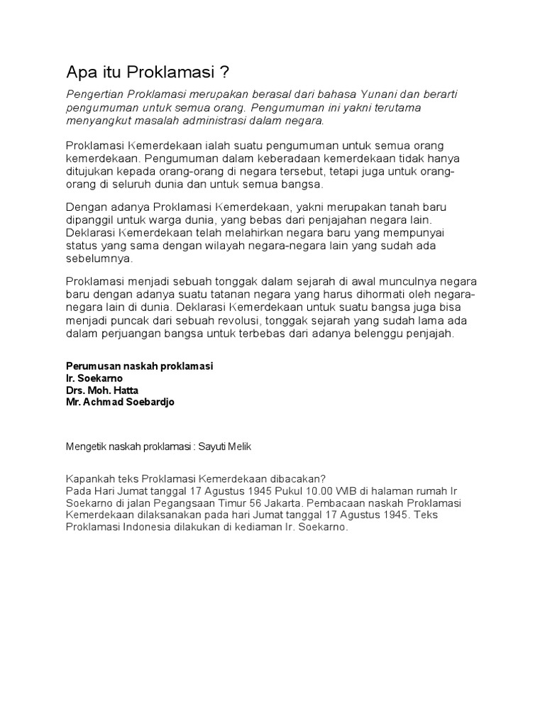 Apa Itu Proklamasi | PDF