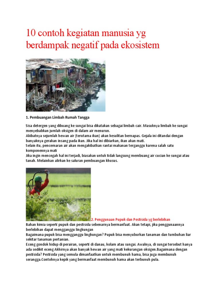 Aktivitas Manusia yang Merusak Ekosistem | PDF