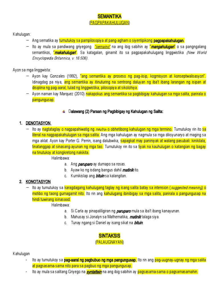 Sintaksis at Semantika | PDF
