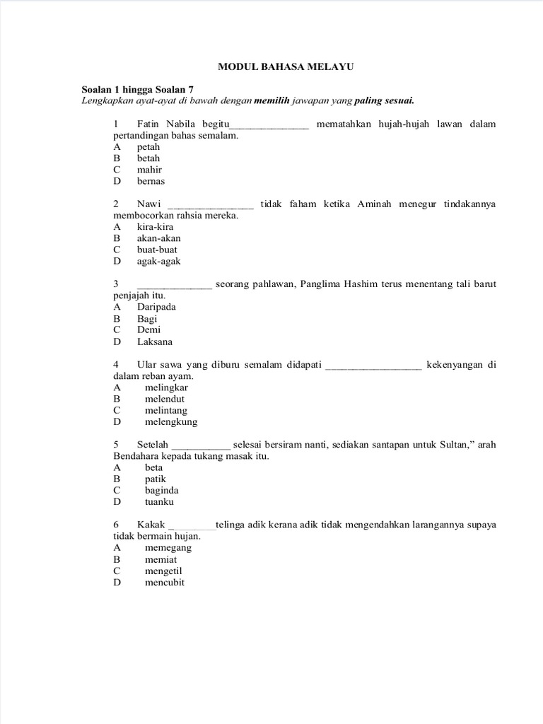 Dokumen - Tips - Modul Bahasa Melayu Tingkatan 1 | PDF