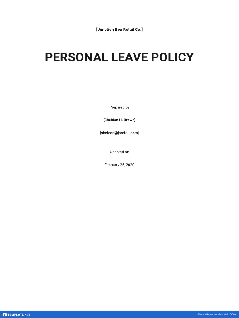 Personal Leave Policy Template | PDF | Sick Leave | Employment