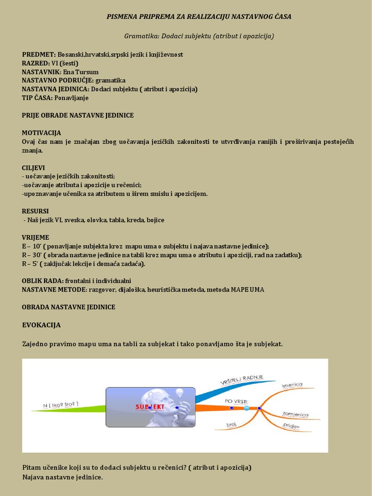 Dodaci Subjektu (Atribut I Apozicija) | PDF