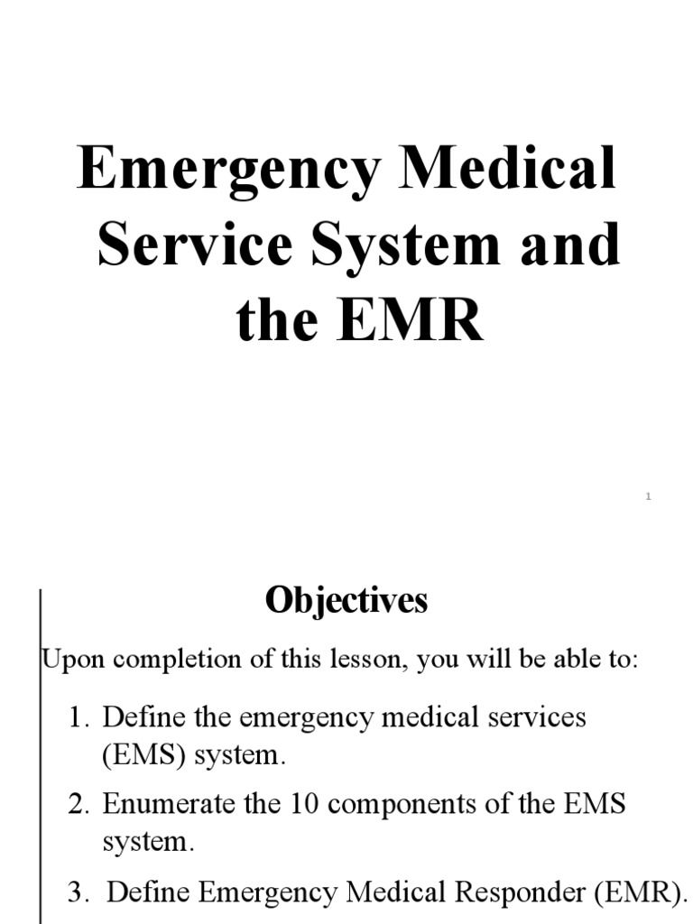 Overview of EMS System Components | PDF | Emergency Medical Technician ...