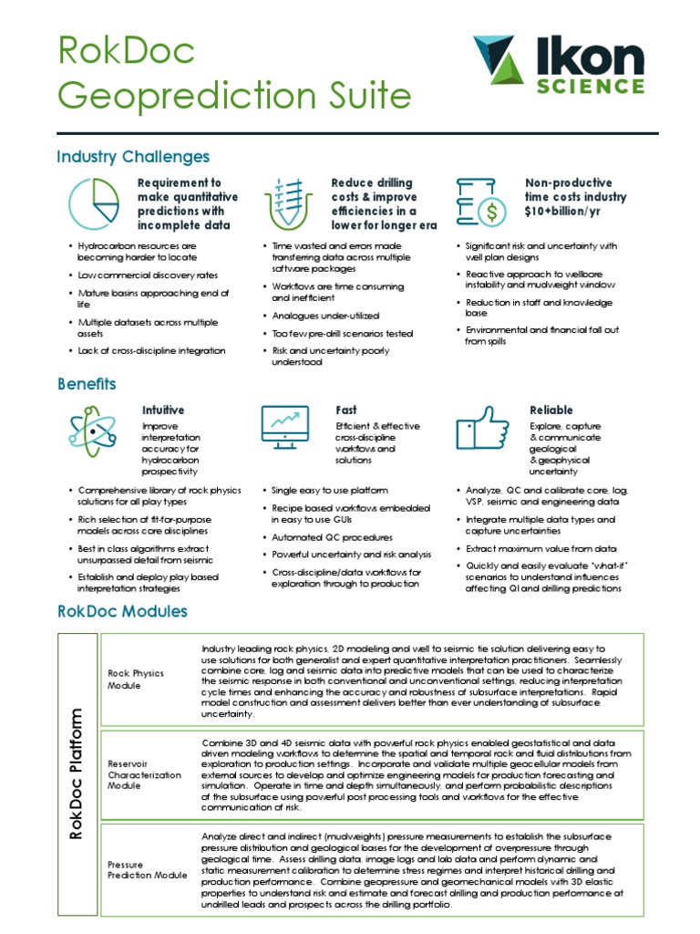 RokDoc Product Sheet v12 | PDF | Reflection Seismology | Seismology
