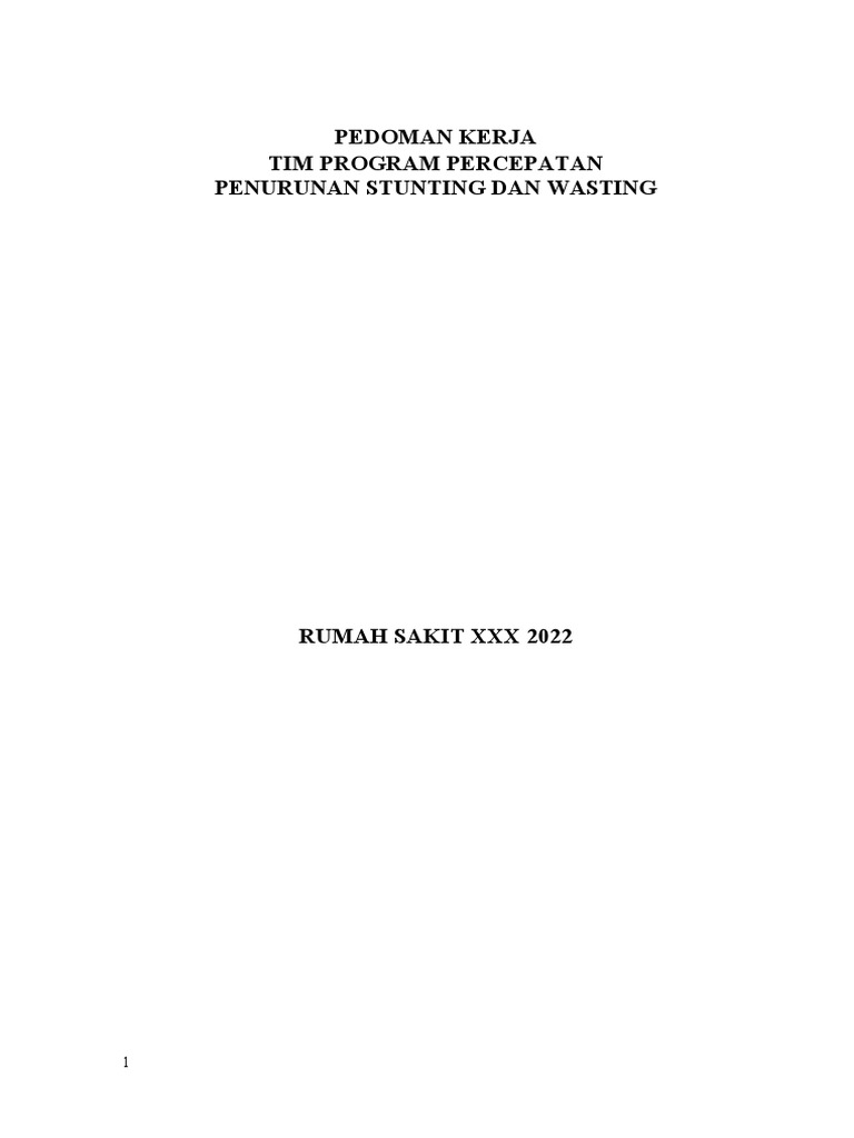 Pedoman Kerja Tim Stunting Dan Wasting | PDF