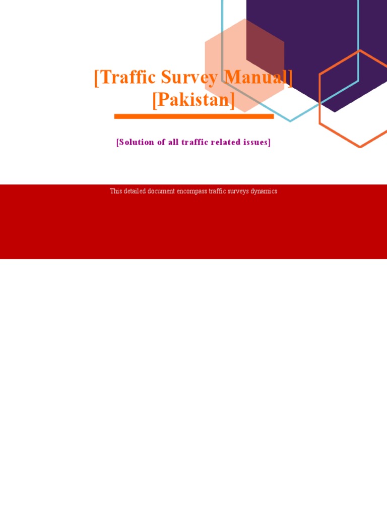 Pakistan Traffic Count Survey Manual | PDF | Traffic | Lidar