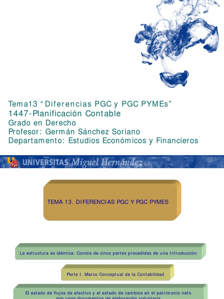 Tema 13. Diferencias PGC y PGC PYMES | PDF | Contabilidad | Pequeñas y medianas empresas