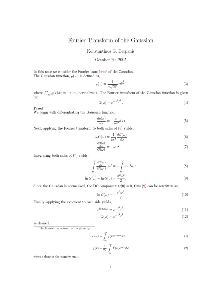 Fourier Transform Gaussian | PDF