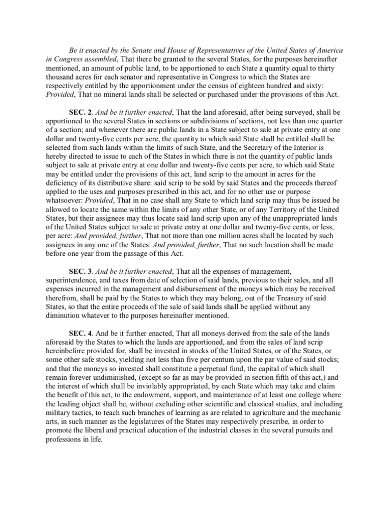 Morrill Act | PDF | The United States | Government