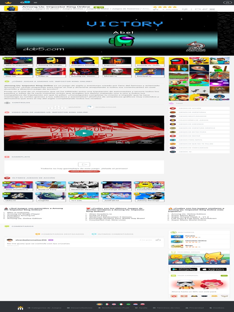 AMONG US IMPOSTOR KING ONLINE - Juega Gratis Online en Minijuegos | PDF ...