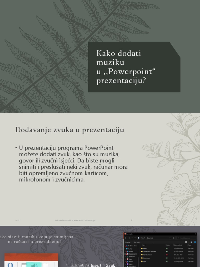 Kako Dodati Muziku U ,,powerpoint" Prezentaciju? | PDF