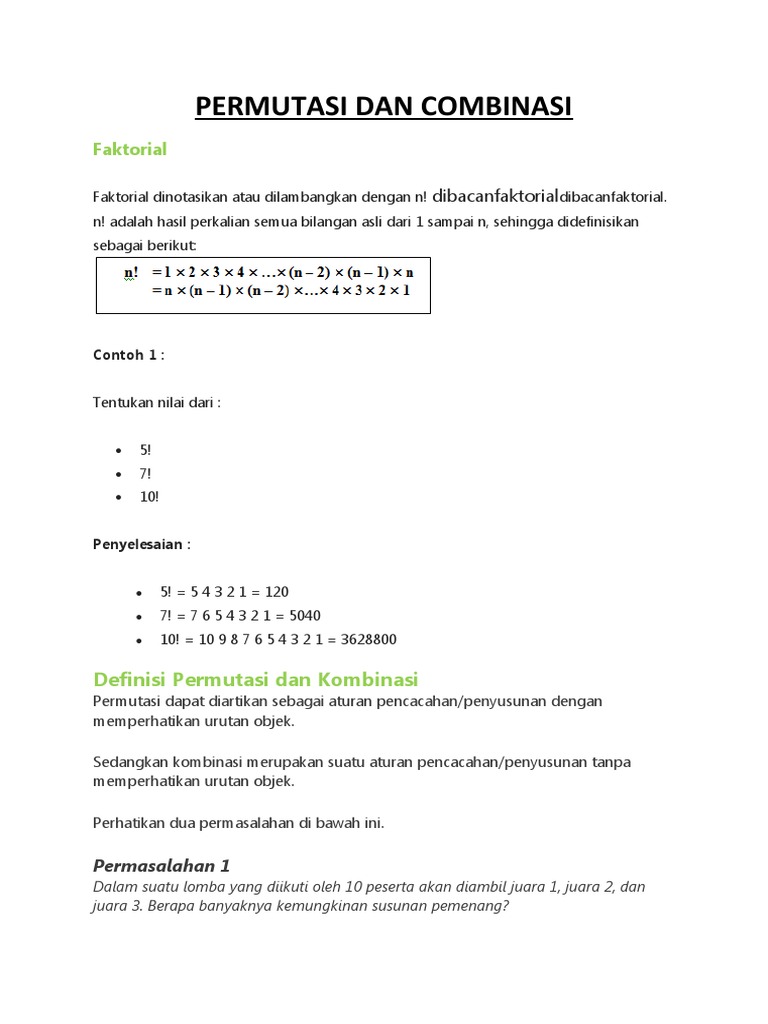 Permutasi Dan Combinasi | PDF