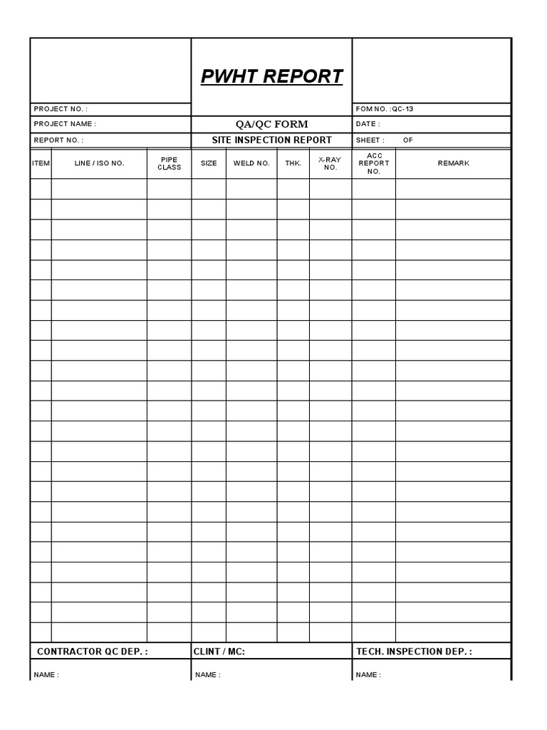 PWHT Report Form | PDF