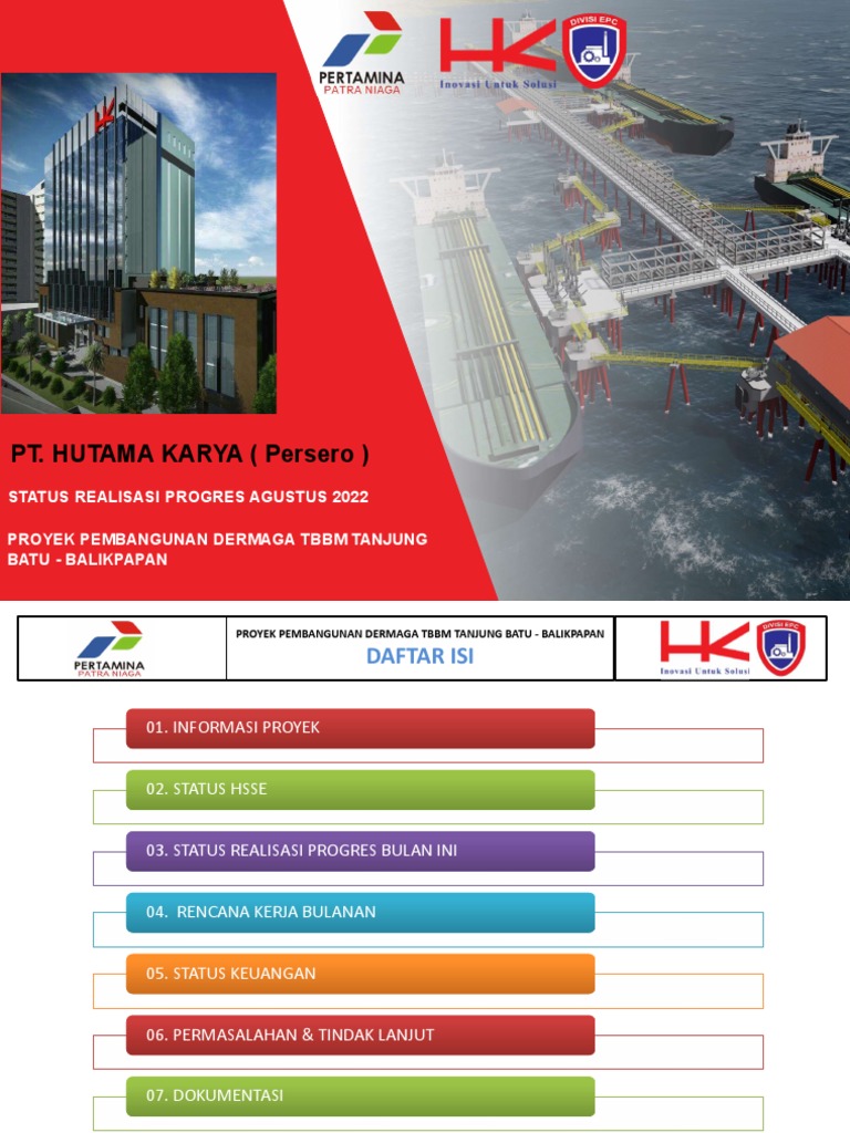 Presentasi Monthly Meeting Proyek Dermaga TBBM Tanjung Batu R.1 | PDF