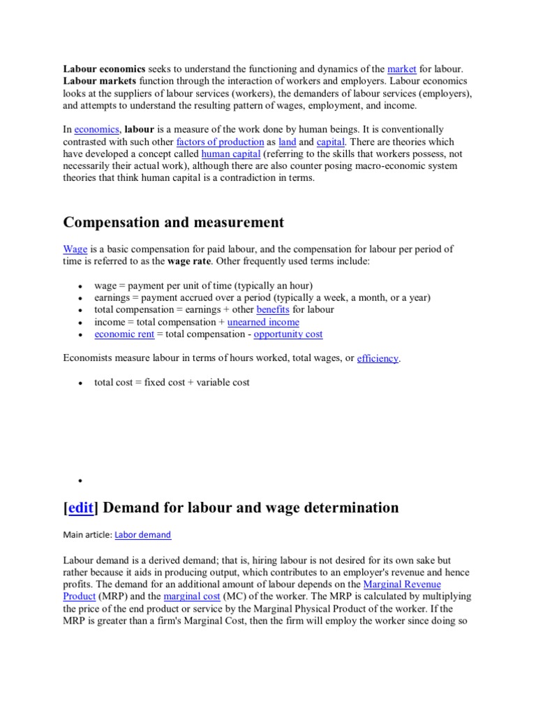 Labour Economics | PDF | Labour Economics | Keynesian Economics