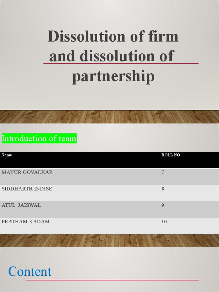 Dissolution of Firm and Dissolution of Partnership | PDF | Partnership ...