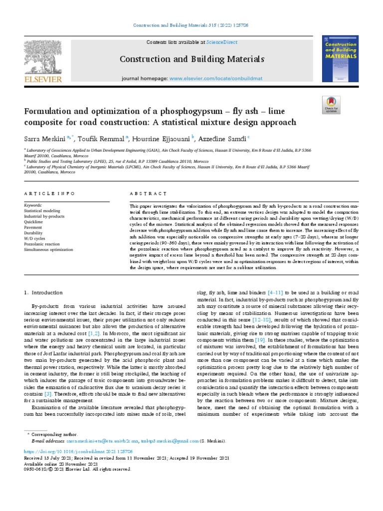 Article Phosphogypse 2021 | PDF | Regression Analysis | F Test