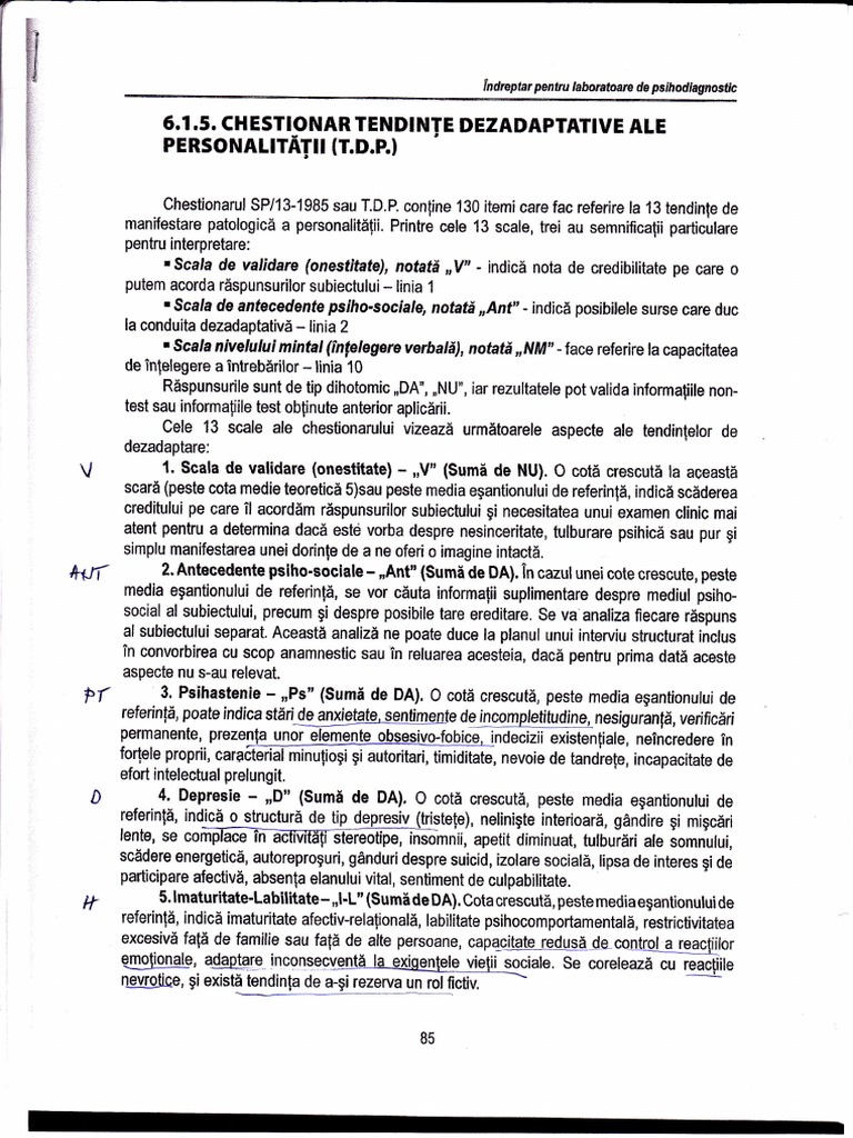 Chestionar TDP | PDF