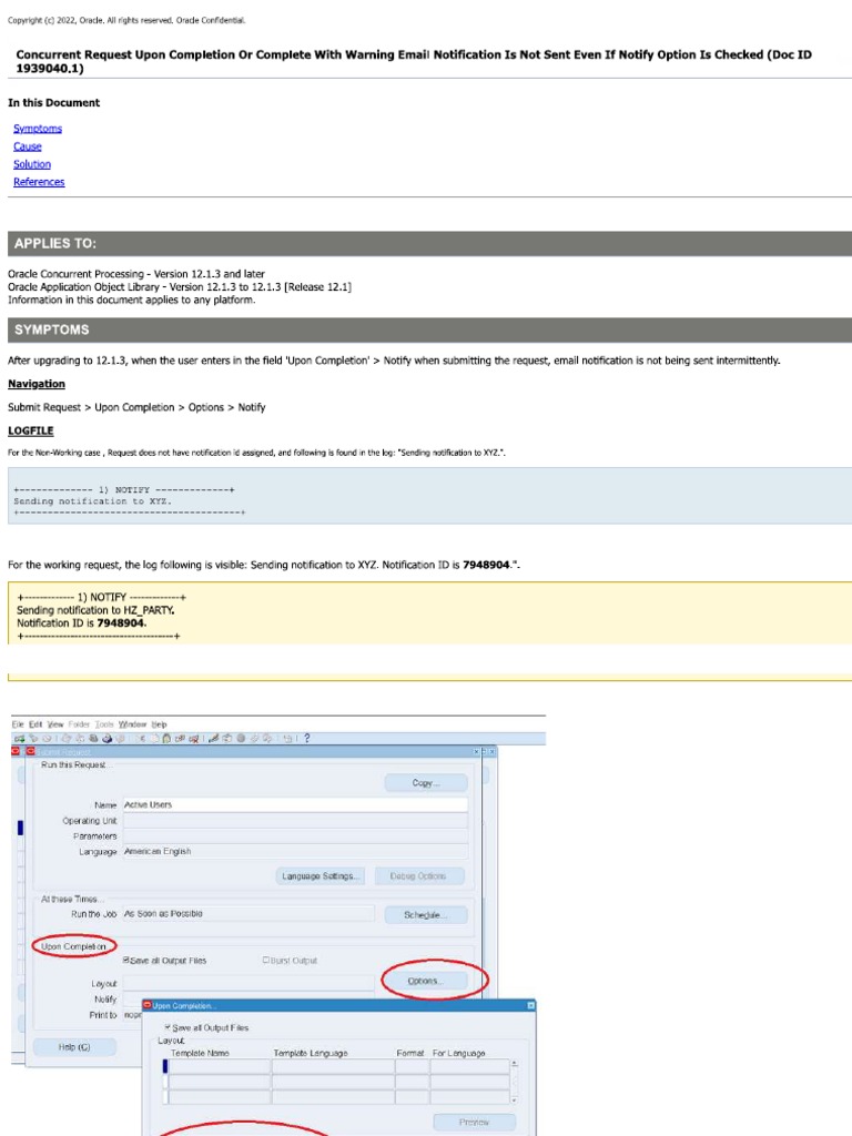 Concurrent Request Upon Completion or Complete With Warning Email Notification Is Not Sent Even ...