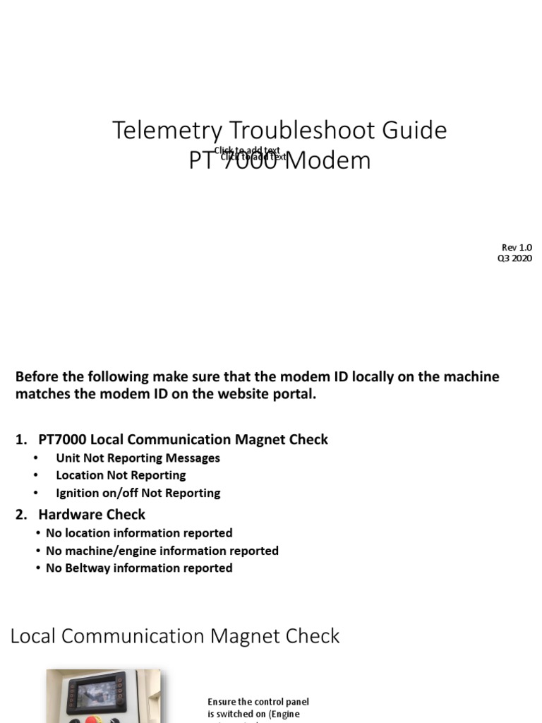 PT7000 Modem Telemetry Troubleshooting Guide | PDF | Ignition System ...