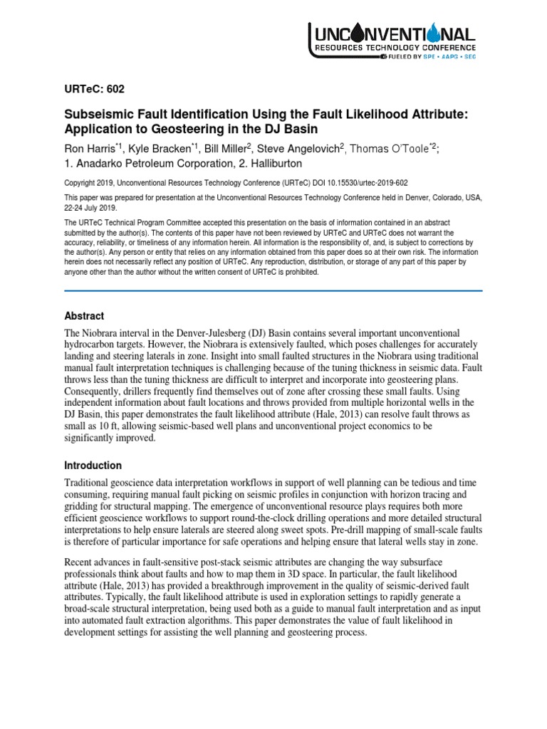 Subseismic Fault Identification Using The Fault Likelihood Attribute ...