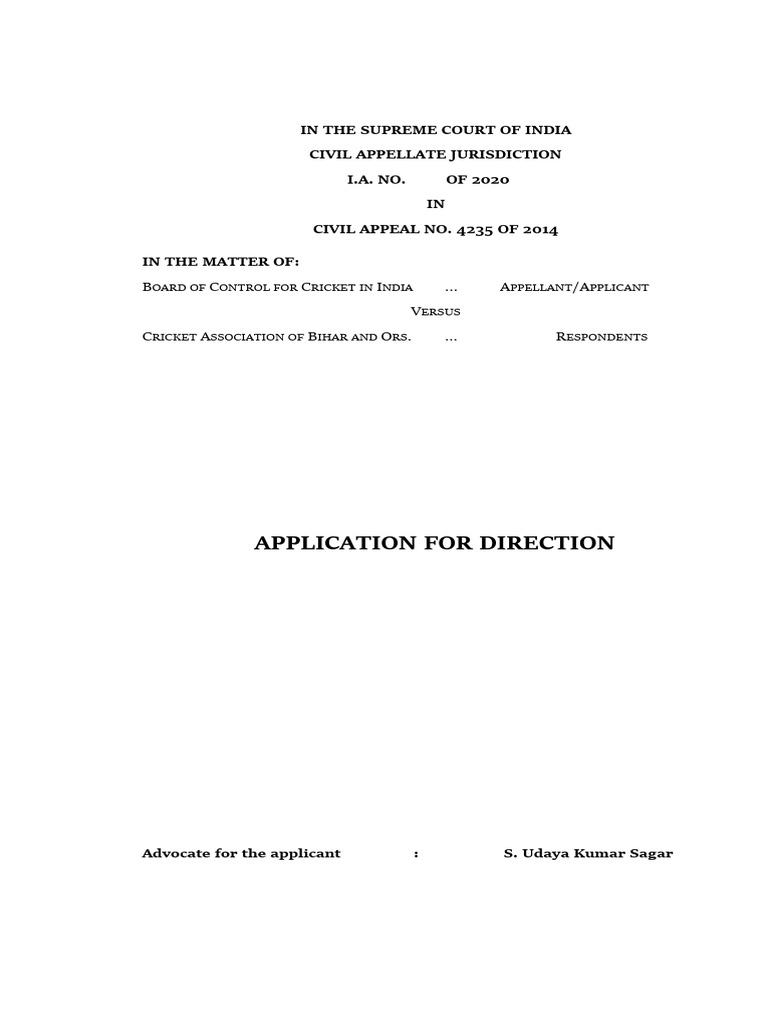 BCCI Amendment Application Overview | PDF | Supreme Court Of India ...
