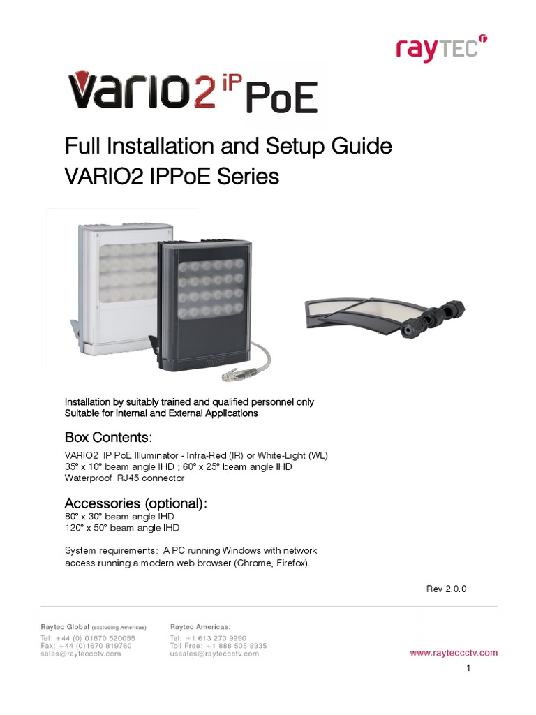 Raytec Vario2 IPPOE Instruction Guide - Full Rev 2.0.0 | PDF | Ip ...