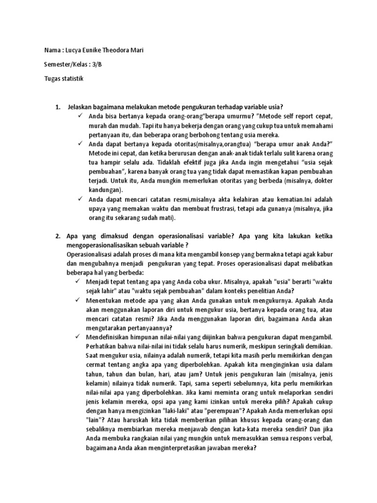 Metode Pengukuran dan Operasionalisasi Variabel | PDF