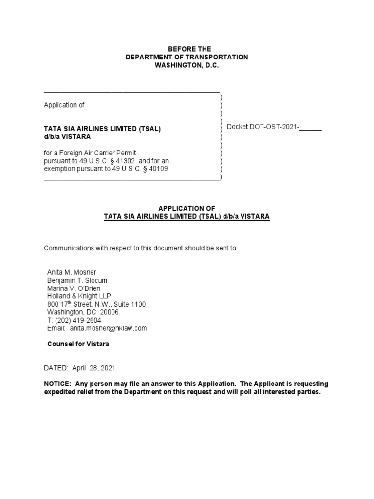 DOT OST 2021 0051 0001 - Attachment - 1 | PDF | Liability Insurance ...