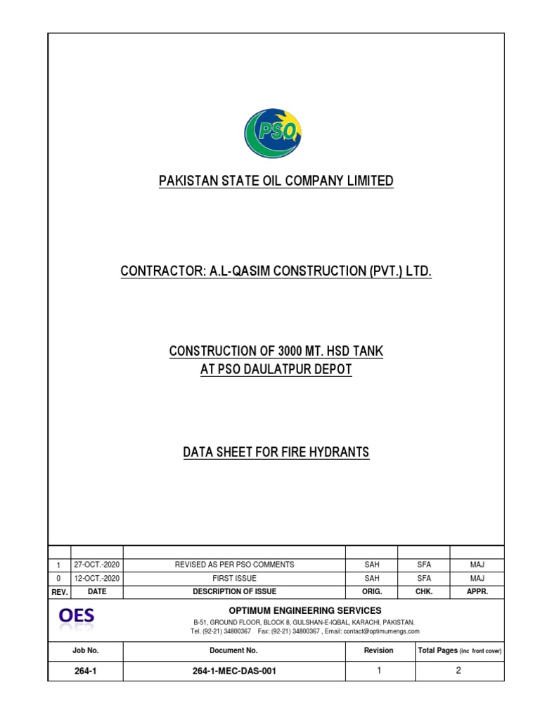 Data Sheet For Fire Hydrants | PDF | Pipe (Fluid Conveyance) | Plumbing