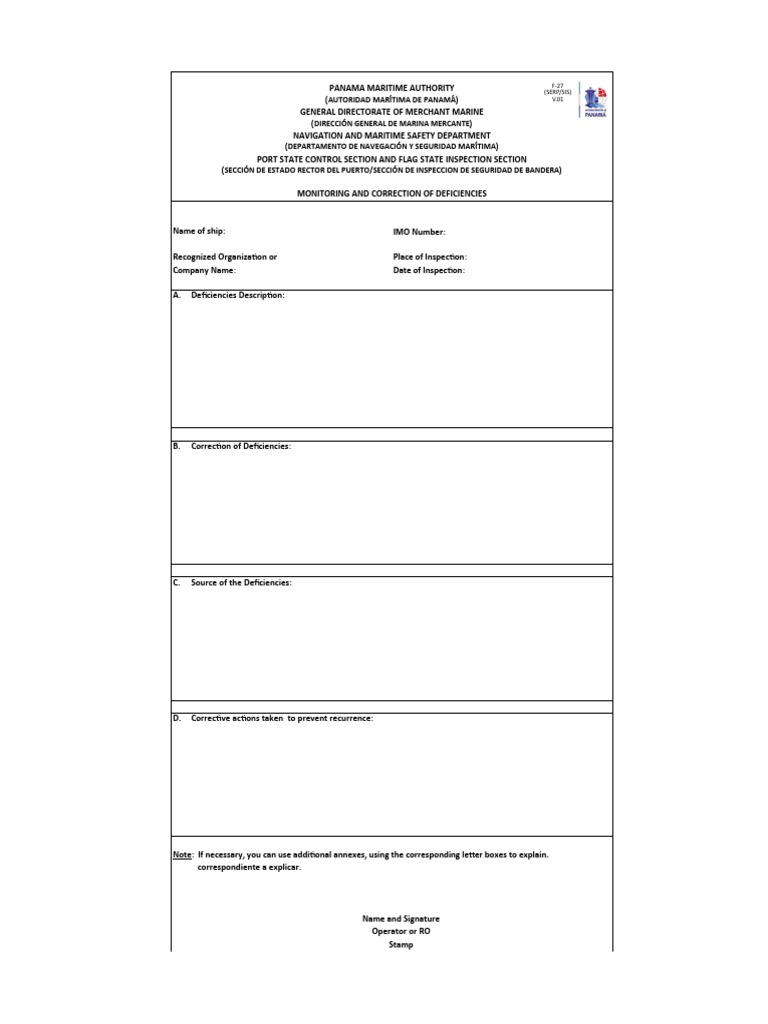 Annex 1 Correction of Deficiencies Reports Form F 27 | PDF