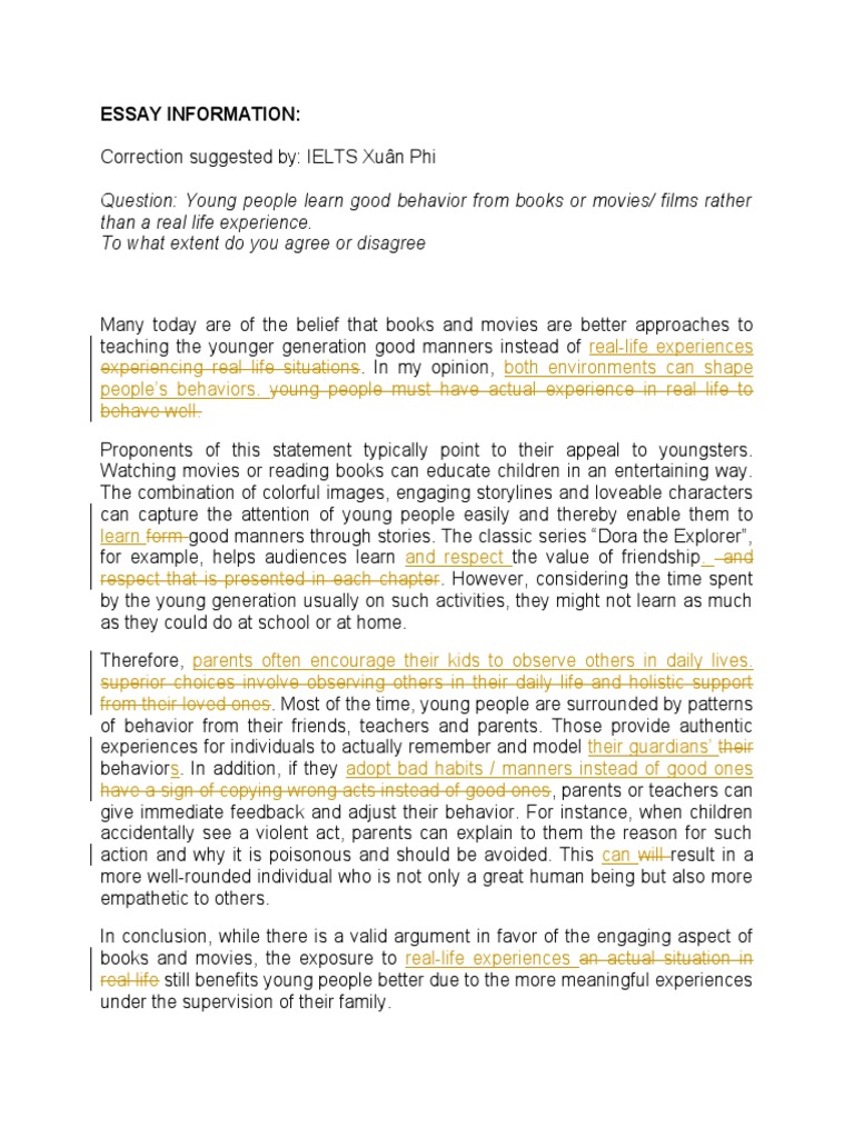 Angel's Oración Seis - Essay Correction | PDF | Experience | Behavior