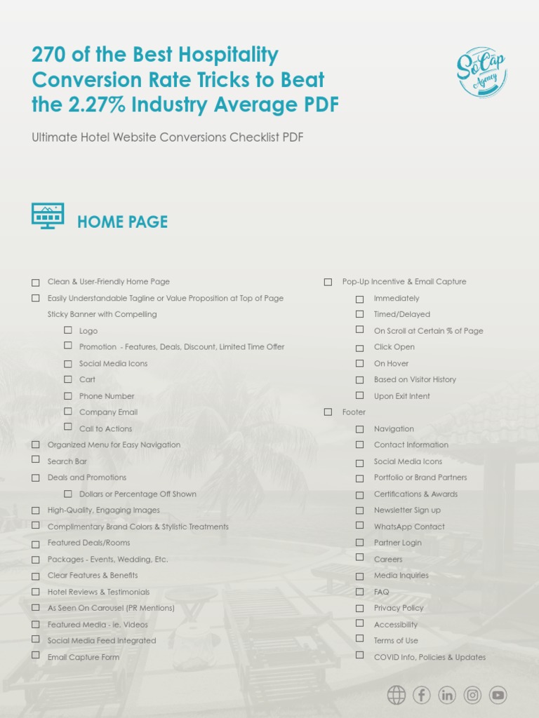 Hospitality Conversion Checklist | PDF | Point Of Sale | Websites