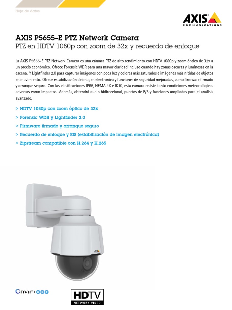 AXIS P5655-E PTZ Network Camera: PTZ en HDTV 1080p Con Zoom de 32x y ...