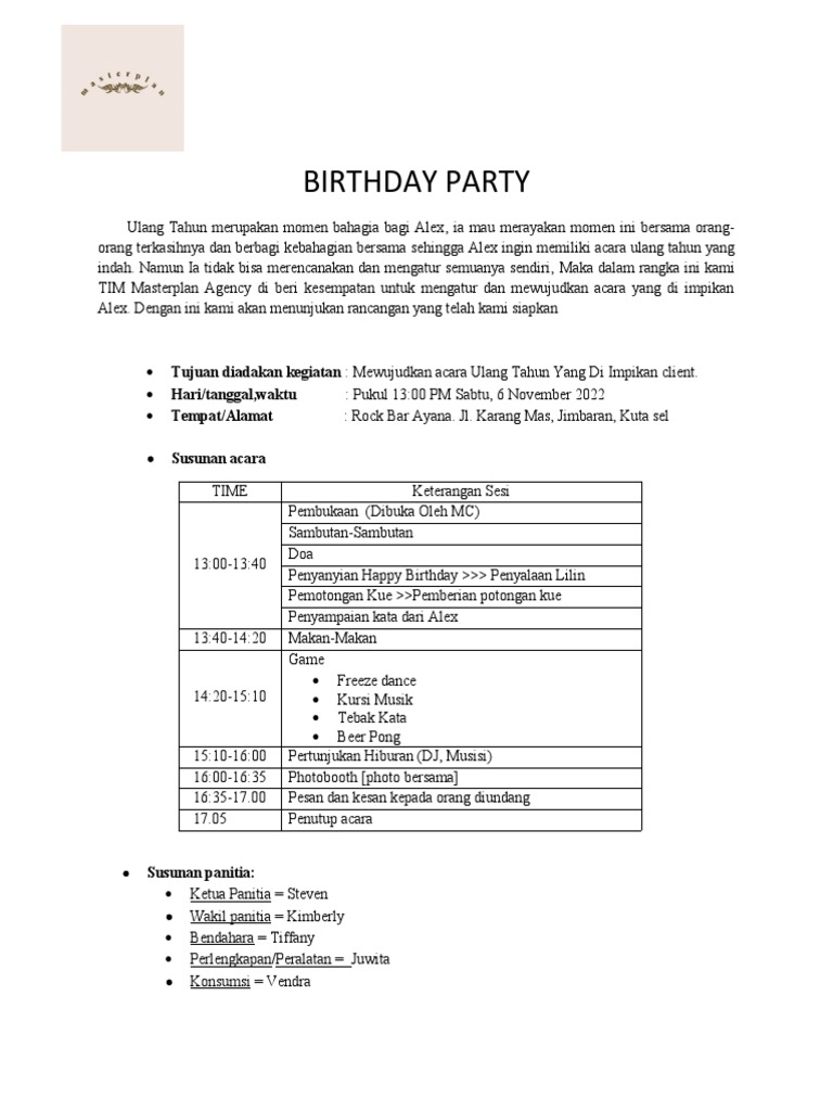 Birthday Party | PDF