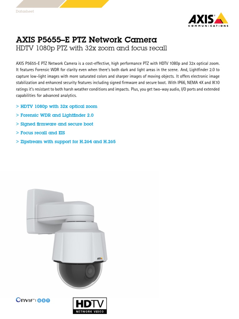 Datasheet Axis p5655 e PTZ Network Camera en US 338957 | PDF | Image ...