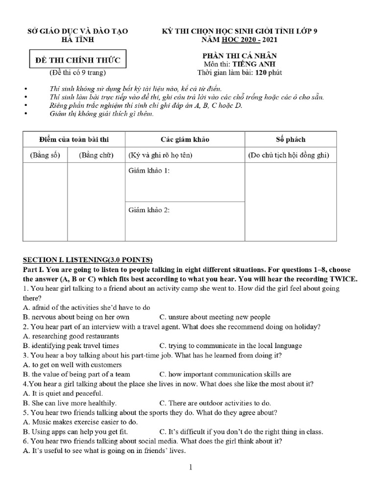 HSG Tinh Ha Tinh | PDF