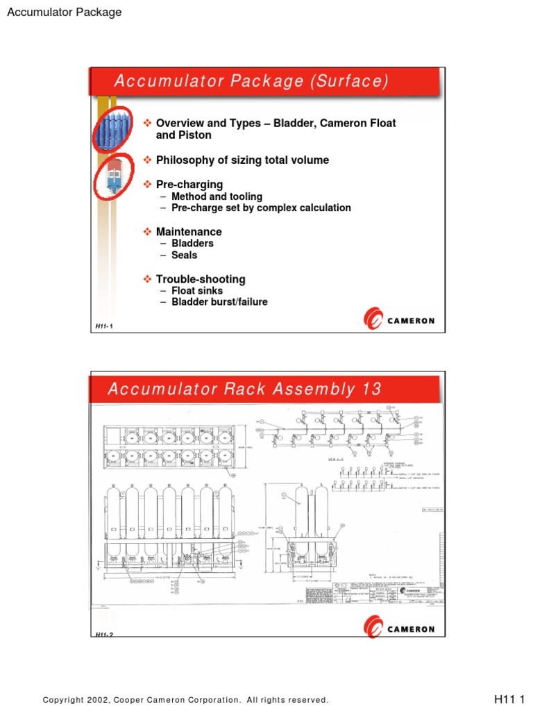 H11 Cameron Floating Type Accumulator Package Manual | PDF | Continuum ...