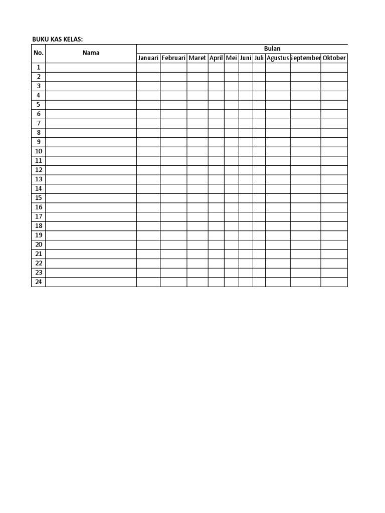 Contoh Buku Kas Kelas Bulanan | PDF