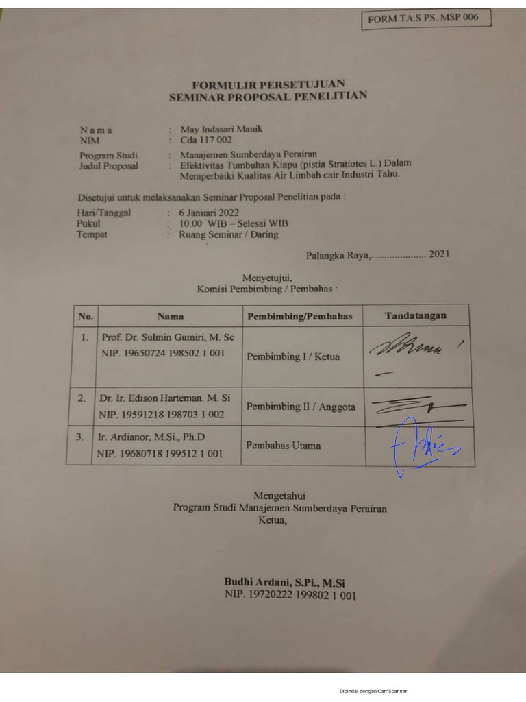 Formulir Persetujuan Sempro | PDF