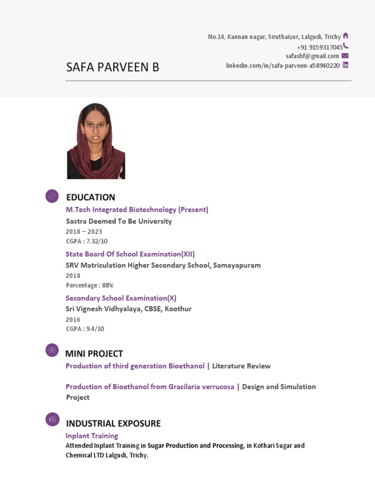 Bioethanol Production and Training Resume | PDF