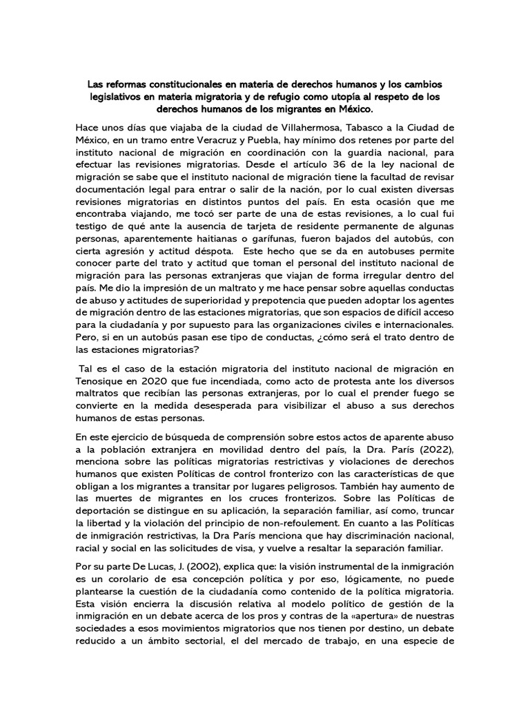 Jimenez J M7 U3 A3.3 | PDF | Migración humana | Derechos