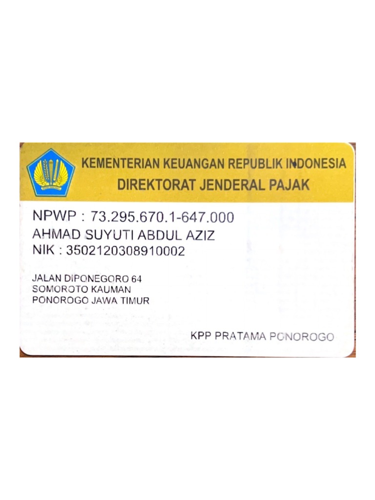 NPWP Aziz | PDF