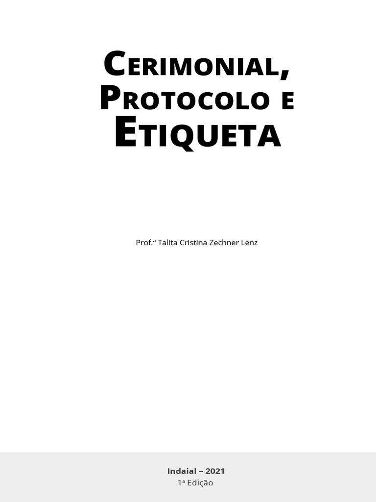 Cerimonial Protocolo e Etiqueta | PDF | Etiqueta | Rituais